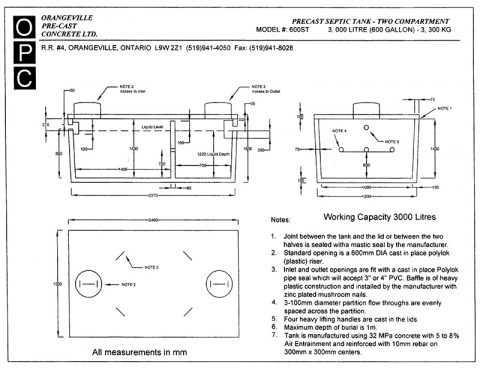 Septic Tank Drawings - Orangeville Precast