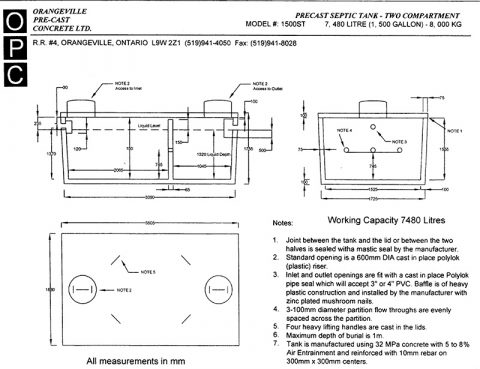 Septic Tank Drawings - Orangeville Precast